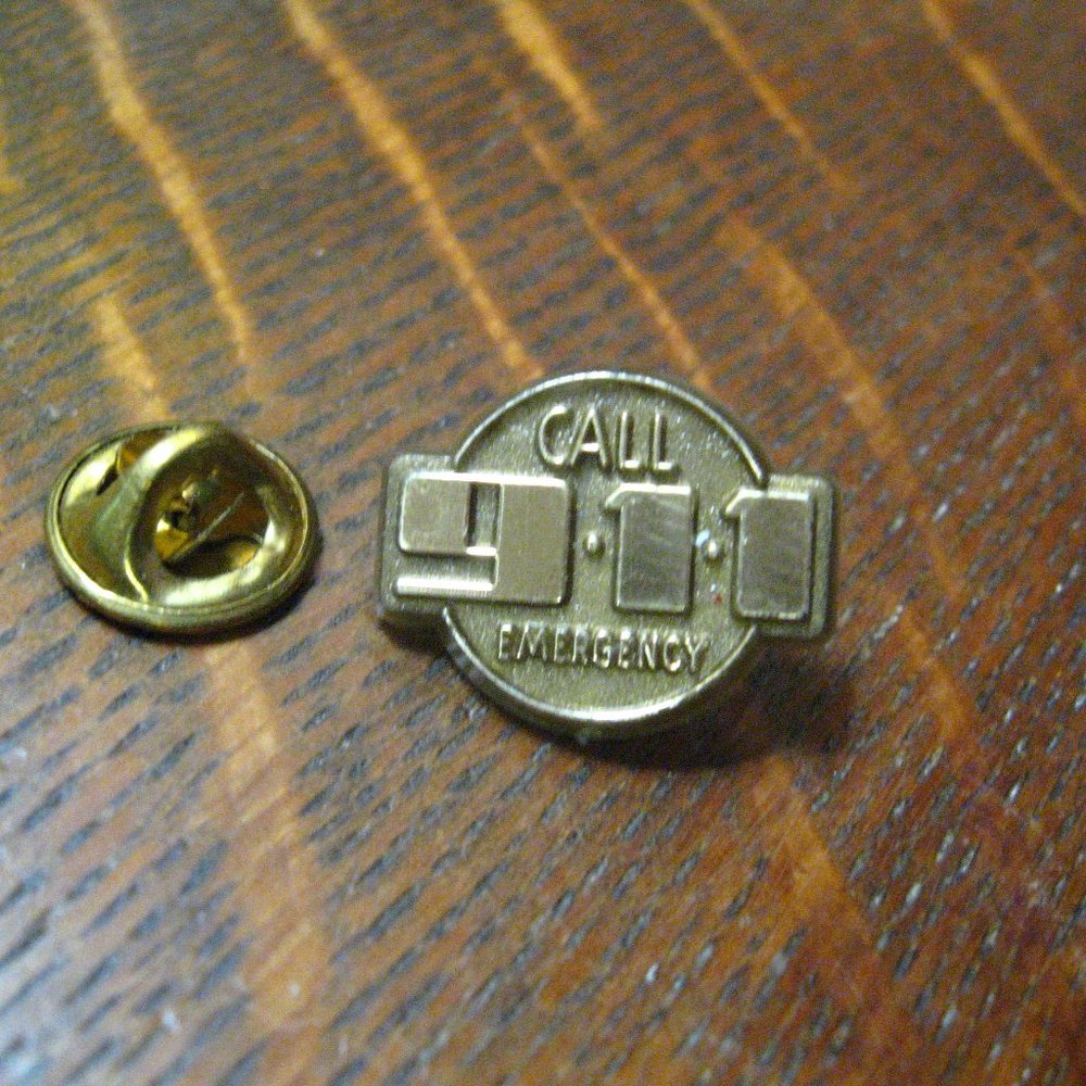 Call 911 Emergency Vintage Lapel Pin - Gem